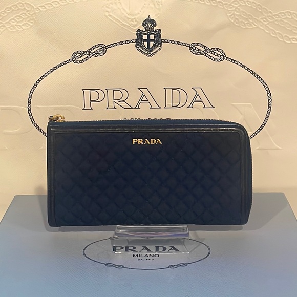Prada | Bags | Prada Quilted Canvas Zip Wallet | Poshmark